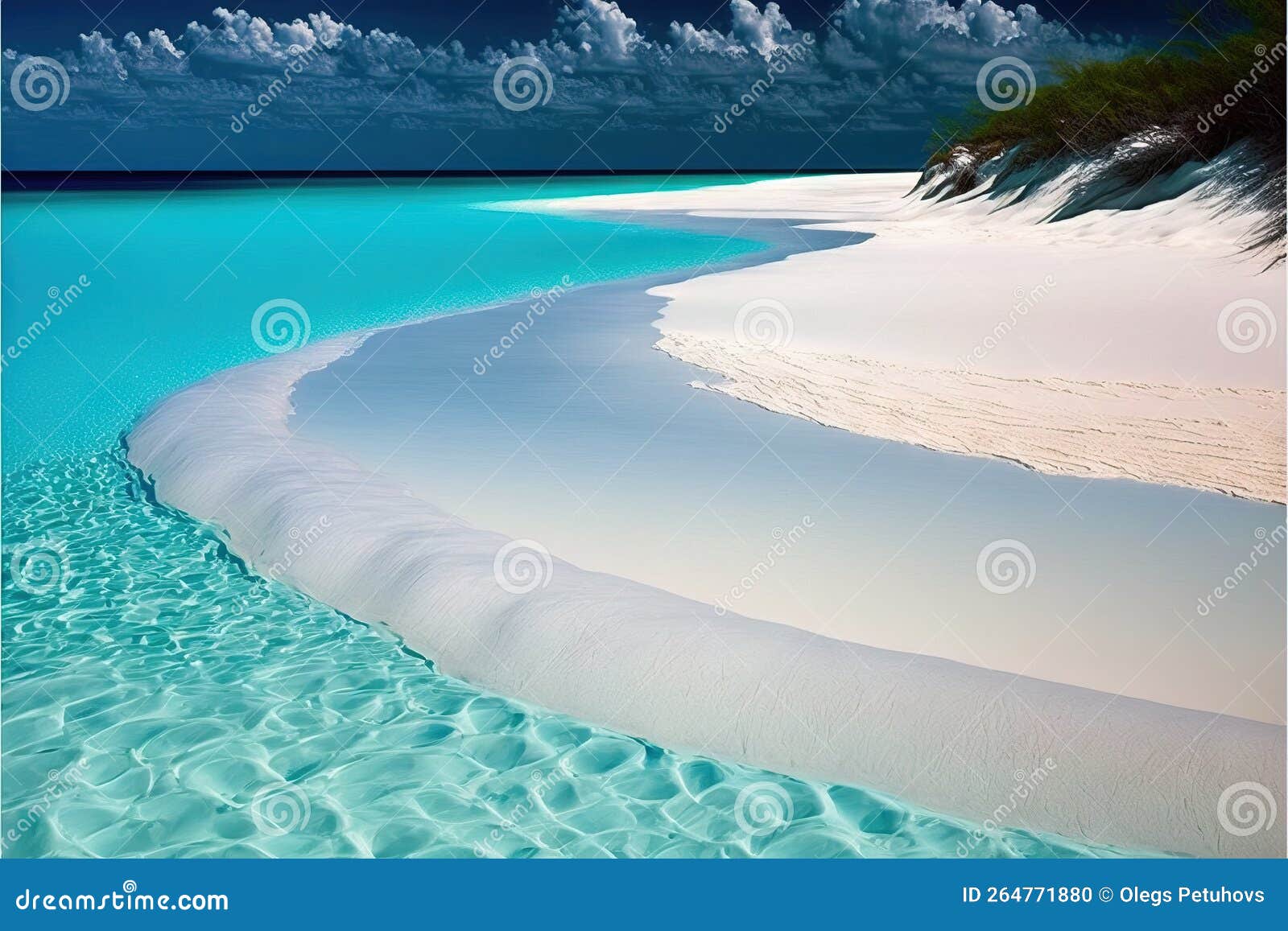 A Beach with a Very Blue Water and a White Sand Beach with a Long Line ...