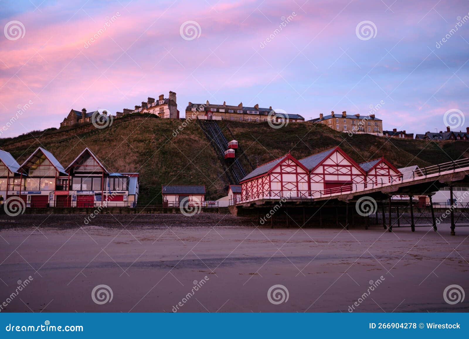 On the Beach at Victorian Saltburn during Sunset Stock Photo - Image of ...