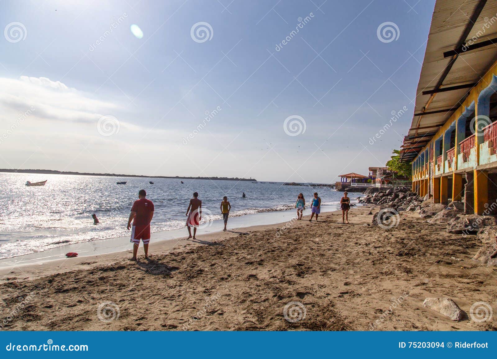 Beach View with People in Corinto, Nicaragua Editorial Stock Image ...