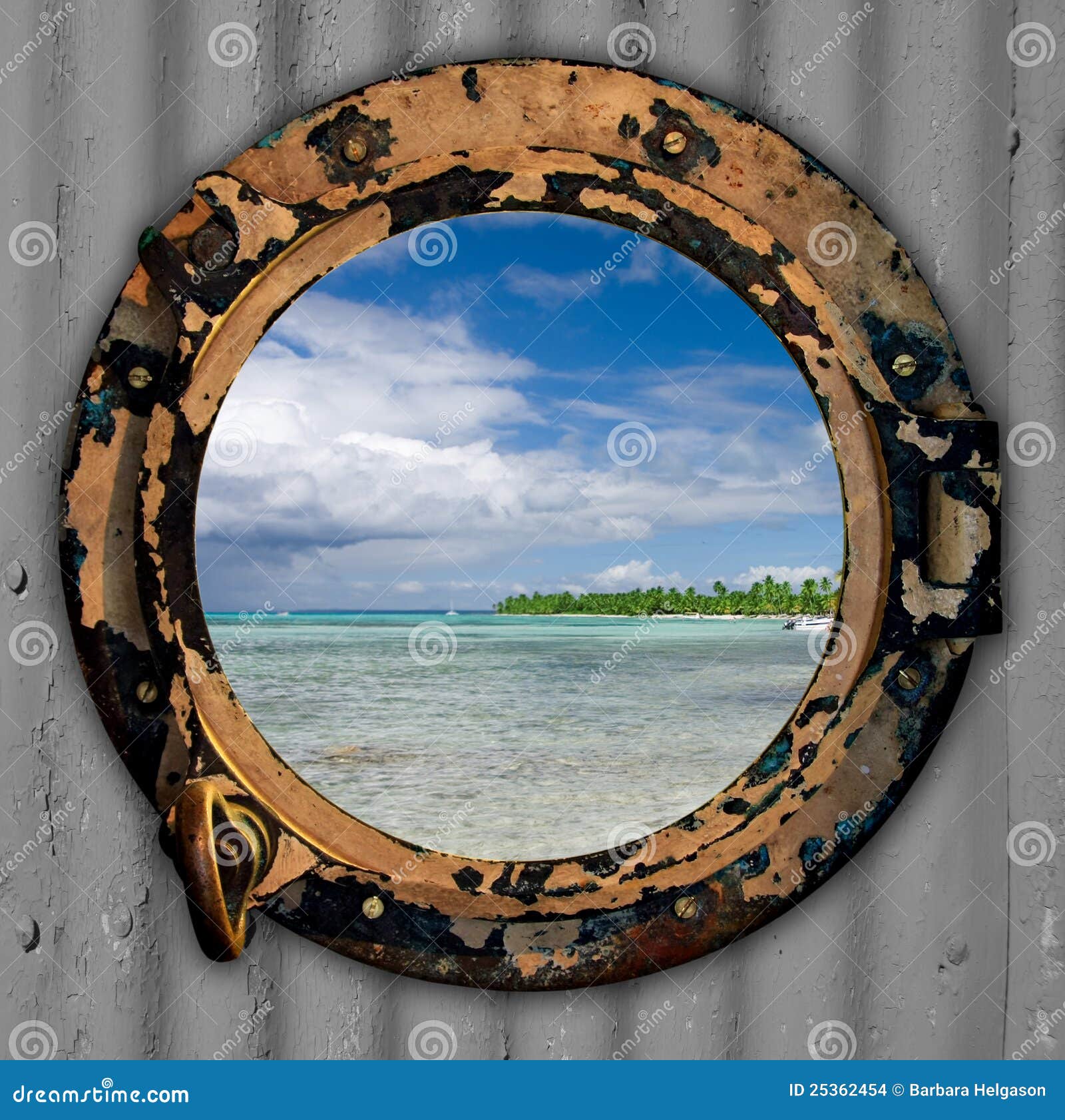 Beach view port hole. stock photo. Image of hatch, hole - 25362454