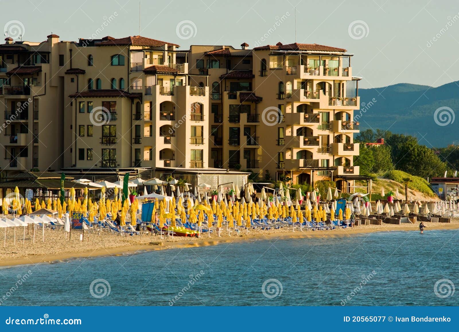 Beach view in Sunny Beach stock image. Image of hotel - 20565077