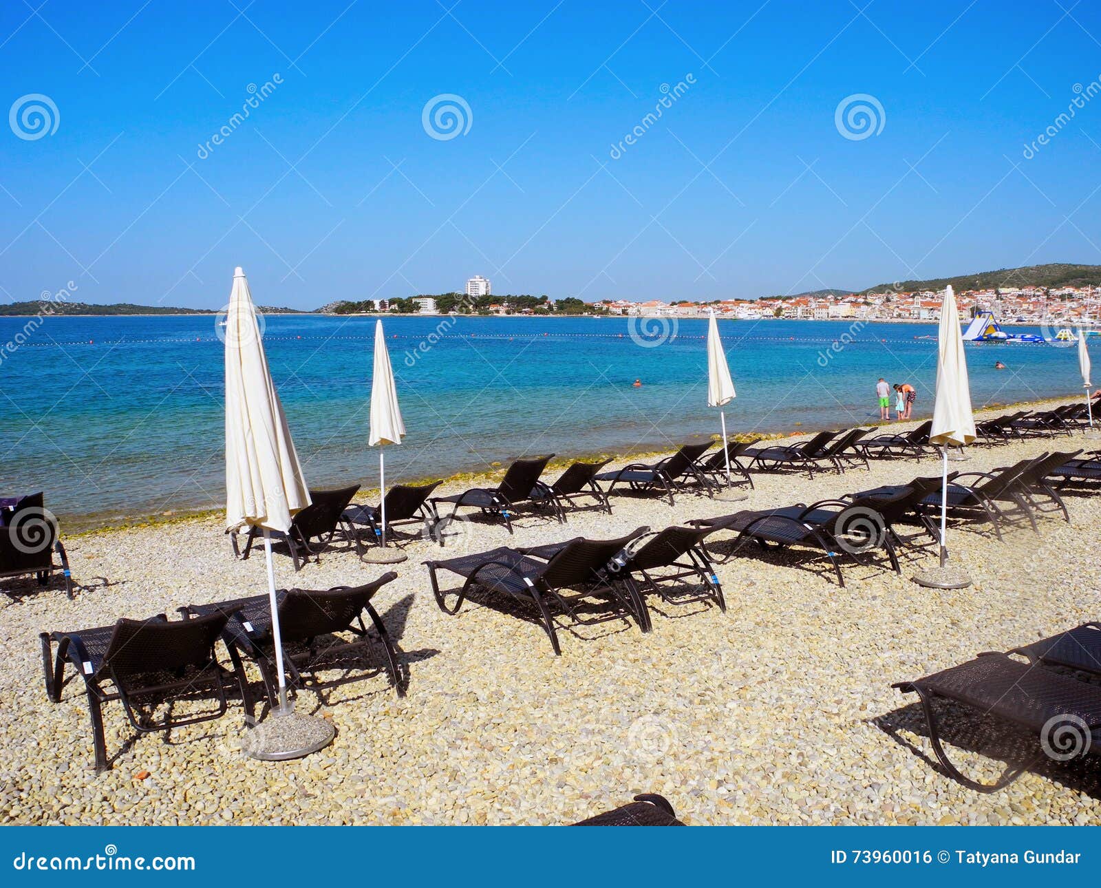 Beach Vodice, Croatia. stock photo. Image of gravel, summer - 73960016