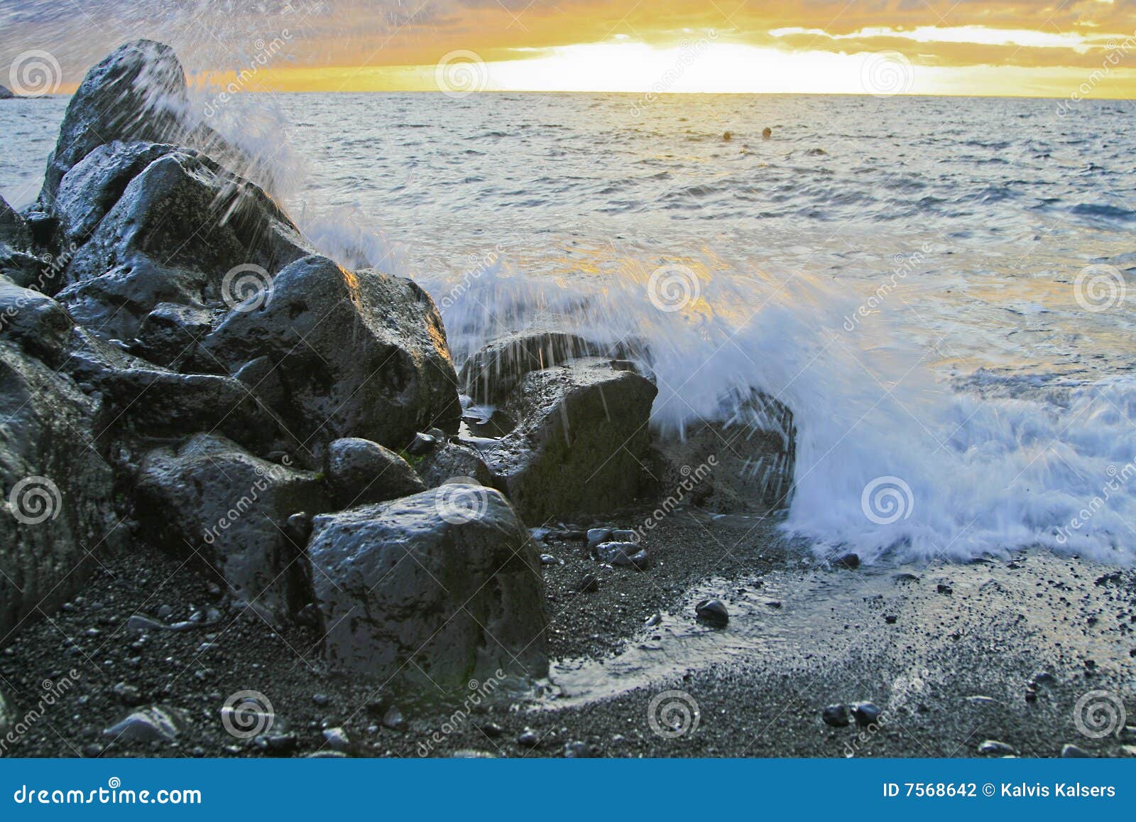 Beach with volcano rocks stock photo. Image of horizontal - 7568642