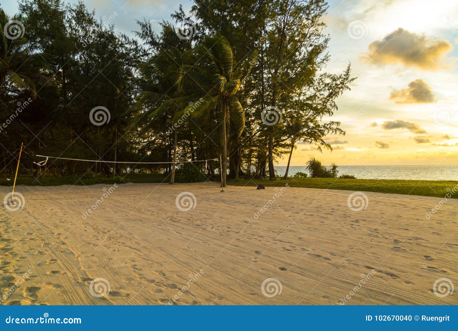 Beach a Volleyball Court at Sunset Stock Photo - Image of healthy ...