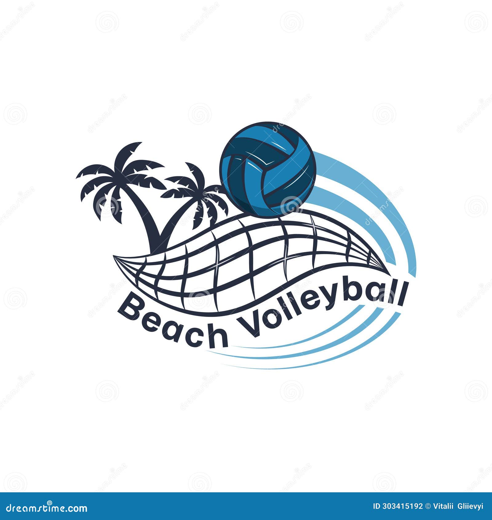 Beach Volleyball Emblem Logo Design Stock Illustration - Illustration ...
