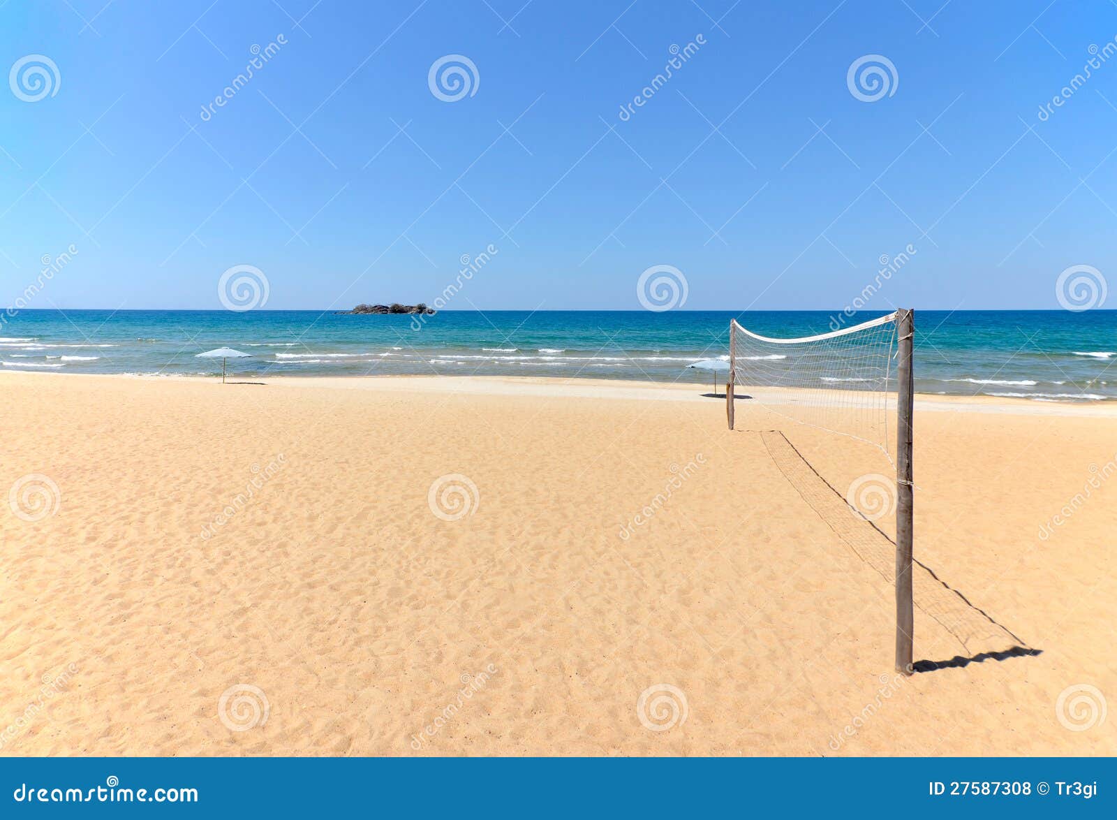 Beach Volleyball Net on Sandy Beach with Sea Stock Photo - Image of ...