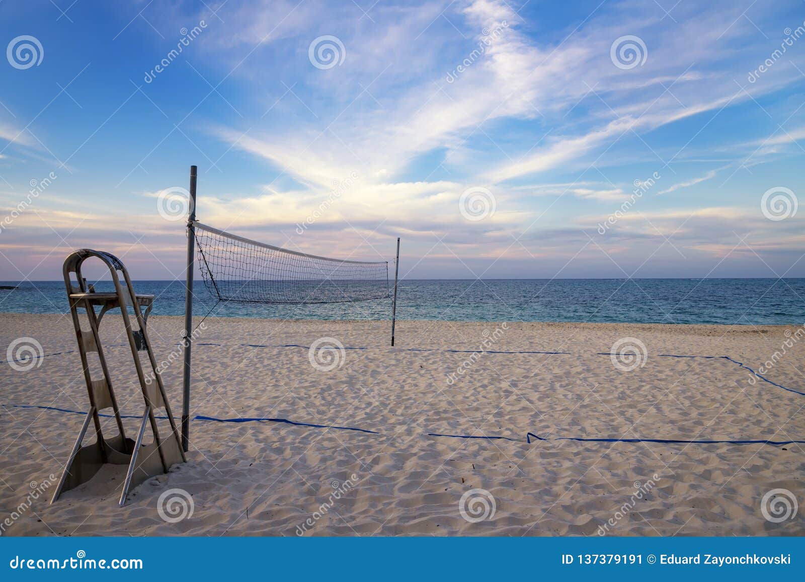 A Beach Volleyball Net on the Sandy Tropical Beach Stock Image - Image ...