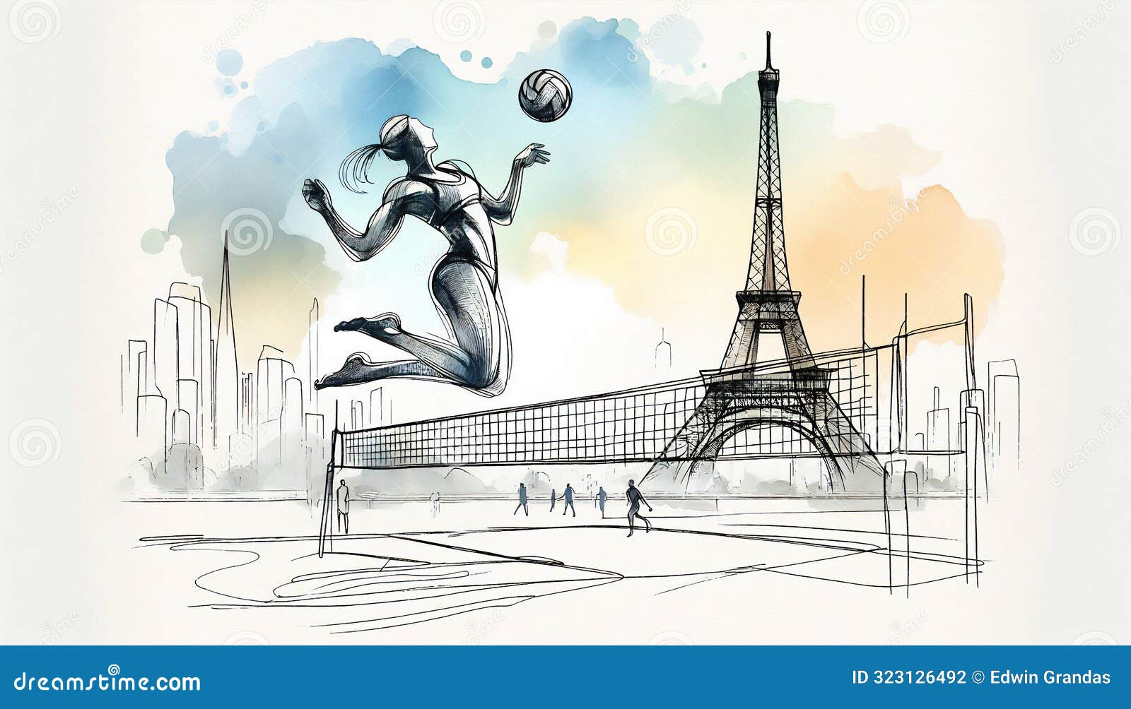 Beach Volleyball. Vector Illustration of a Female Volleyball Player ...