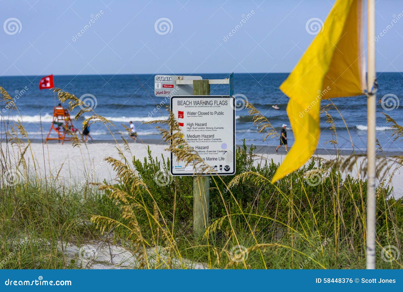 Beach Warning Sign stock photo. Image of tide, ocean - 58448376