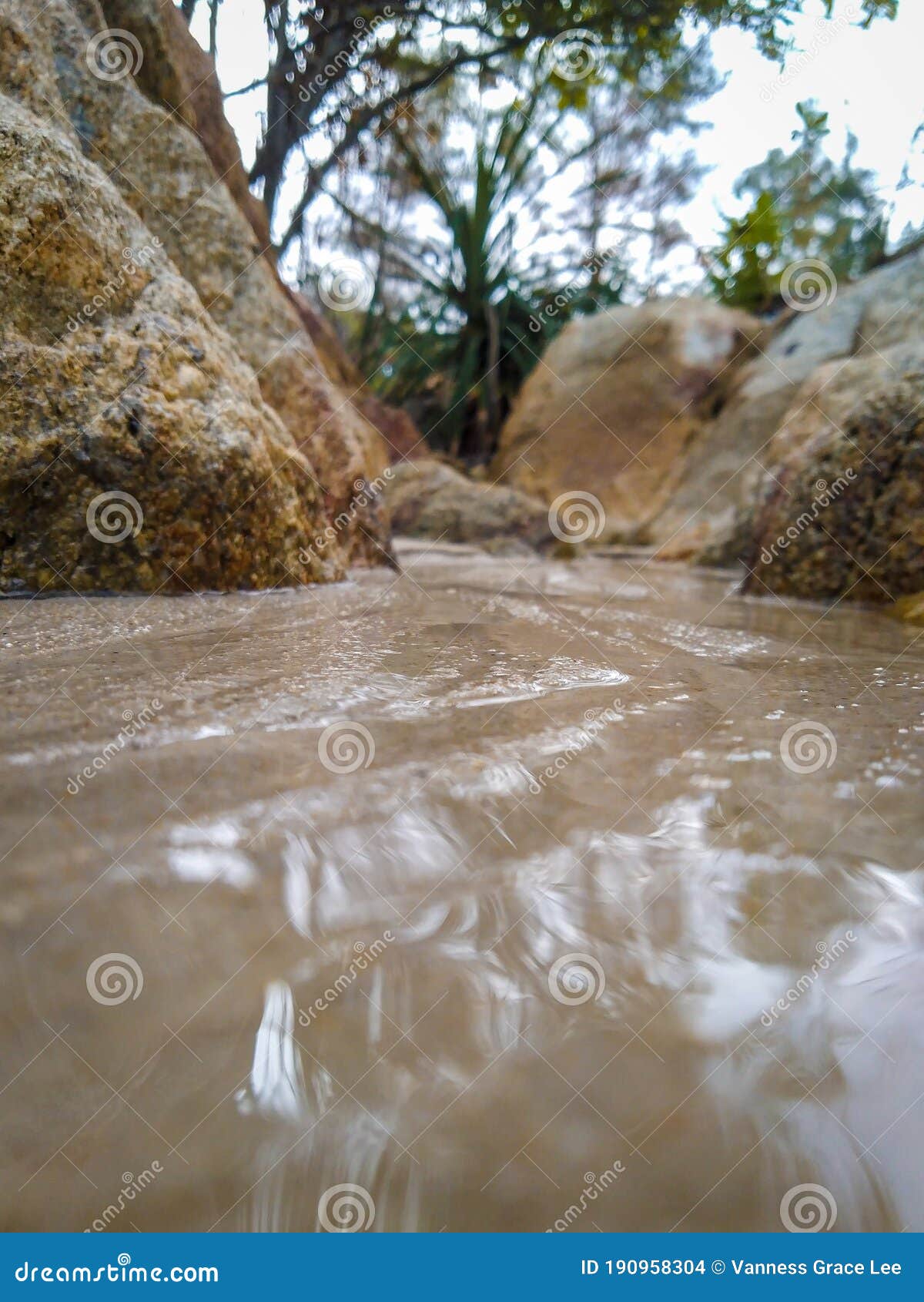 Beach water flow stock photo. Image of shore, watercourse - 190958304
