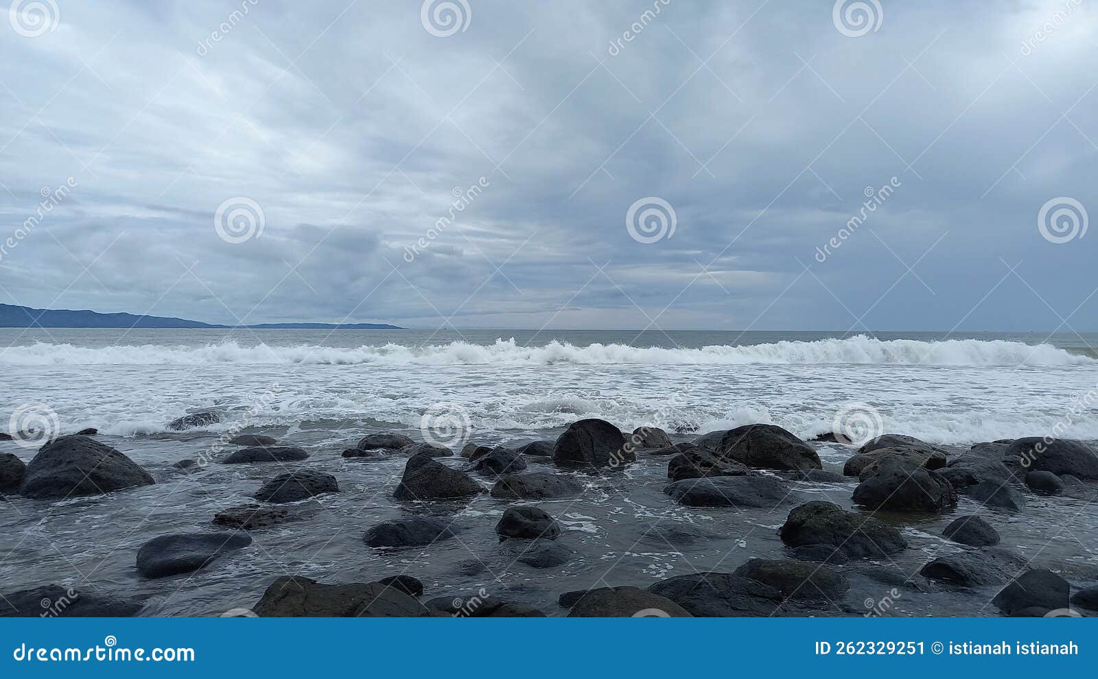 Beach Wave Cimaja Sukabumi stock image. Image of sand - 262329251