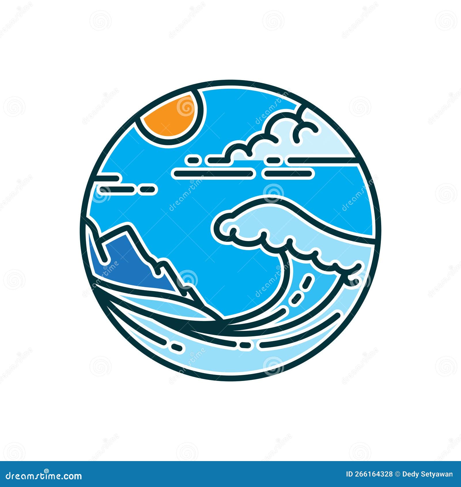 Beach Wave Logo with Mountain Stock Vector - Illustration of retro ...