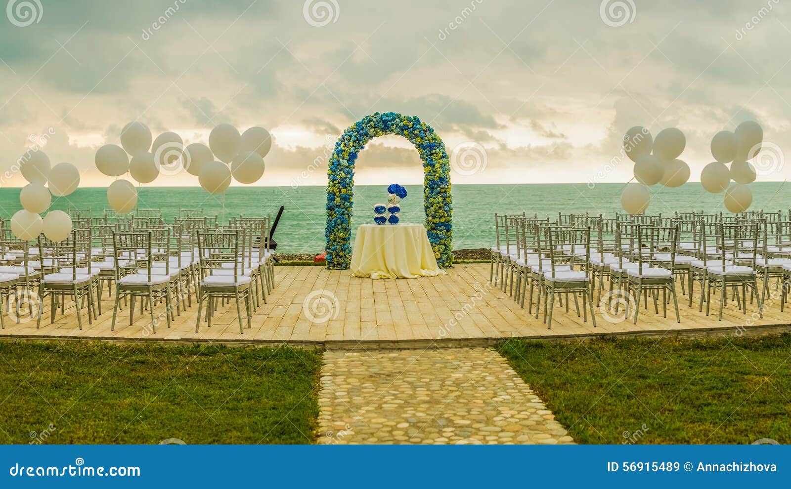 Beach wedding arch stock image. Image of beauty, banquet - 56915489