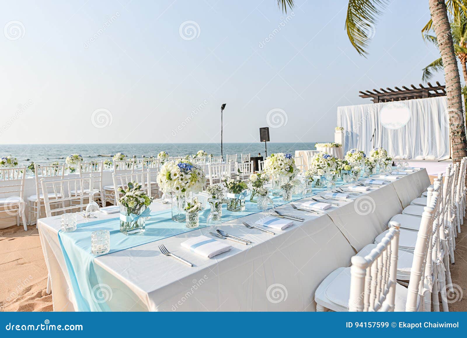 Beach Wedding setup stock image. Image of water, love - 94157599