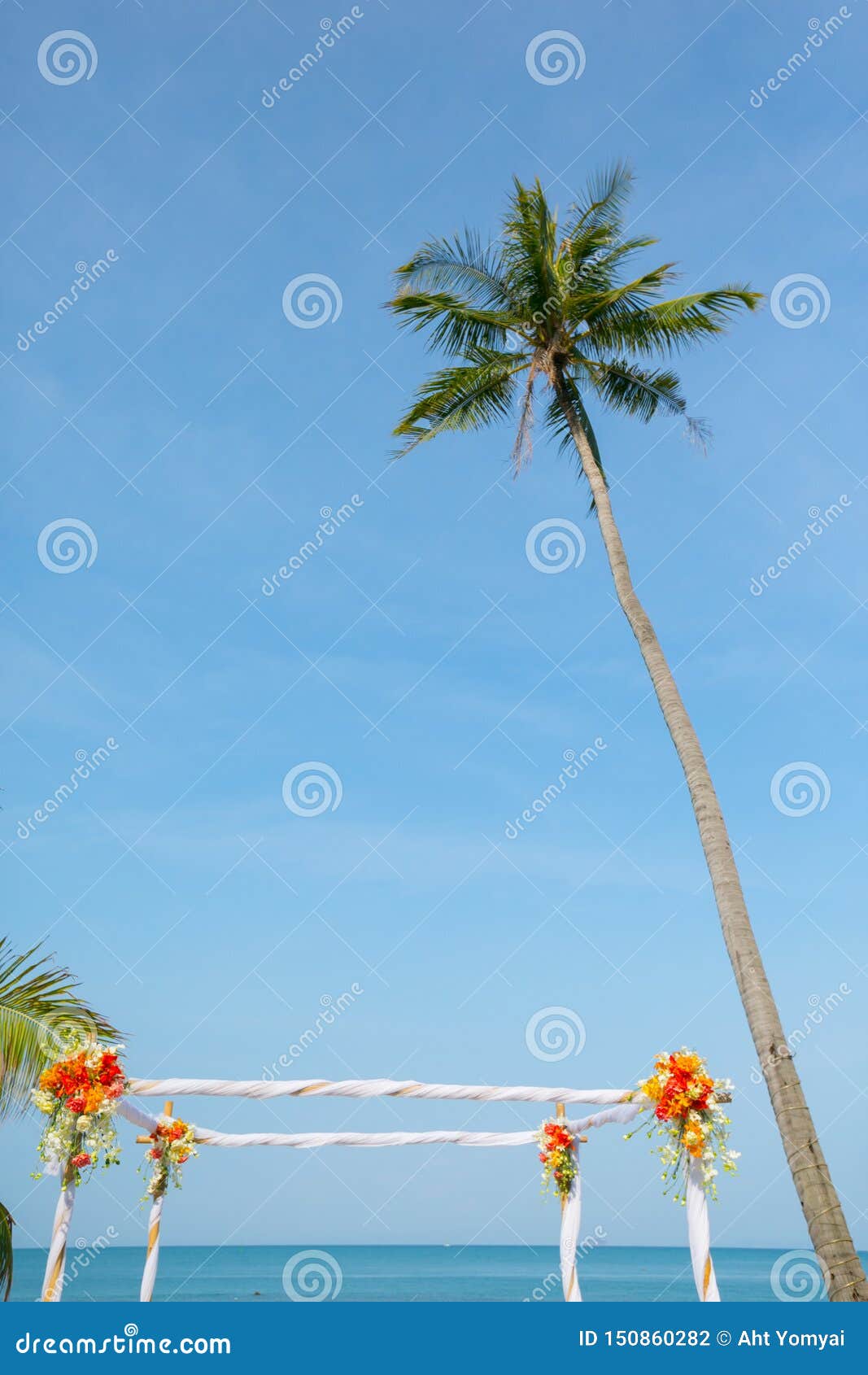 Beach wedding setup stock photo. Image of arch, decoration - 150860282