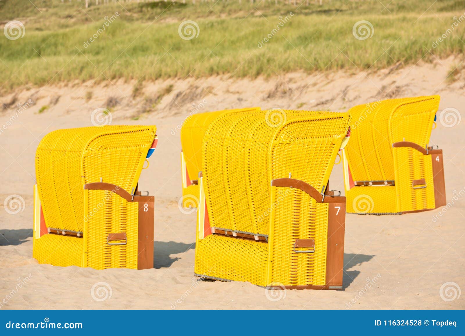 Beach Wicker Chairs Strandkorb Stock Photo - Image of nord, strand ...
