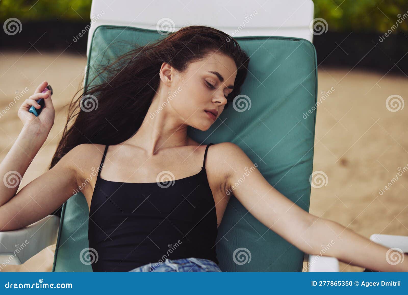 Beach Woman Sun Resort Ocean Sand Lifestyle Lying Sunbed Sea Smiling