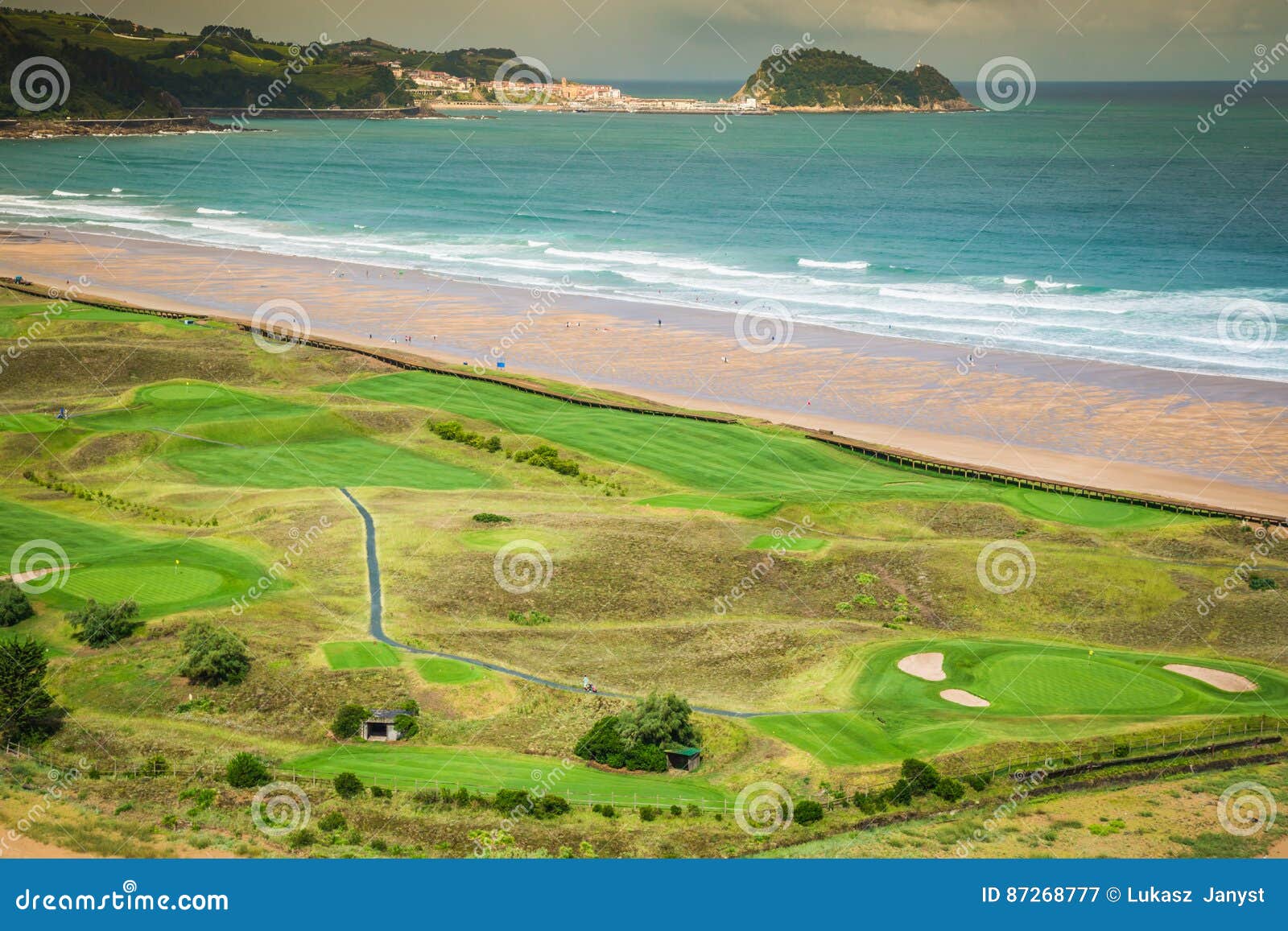 Beach of Zarautz, Basque Country Spain Stock Image - Image of sand ...