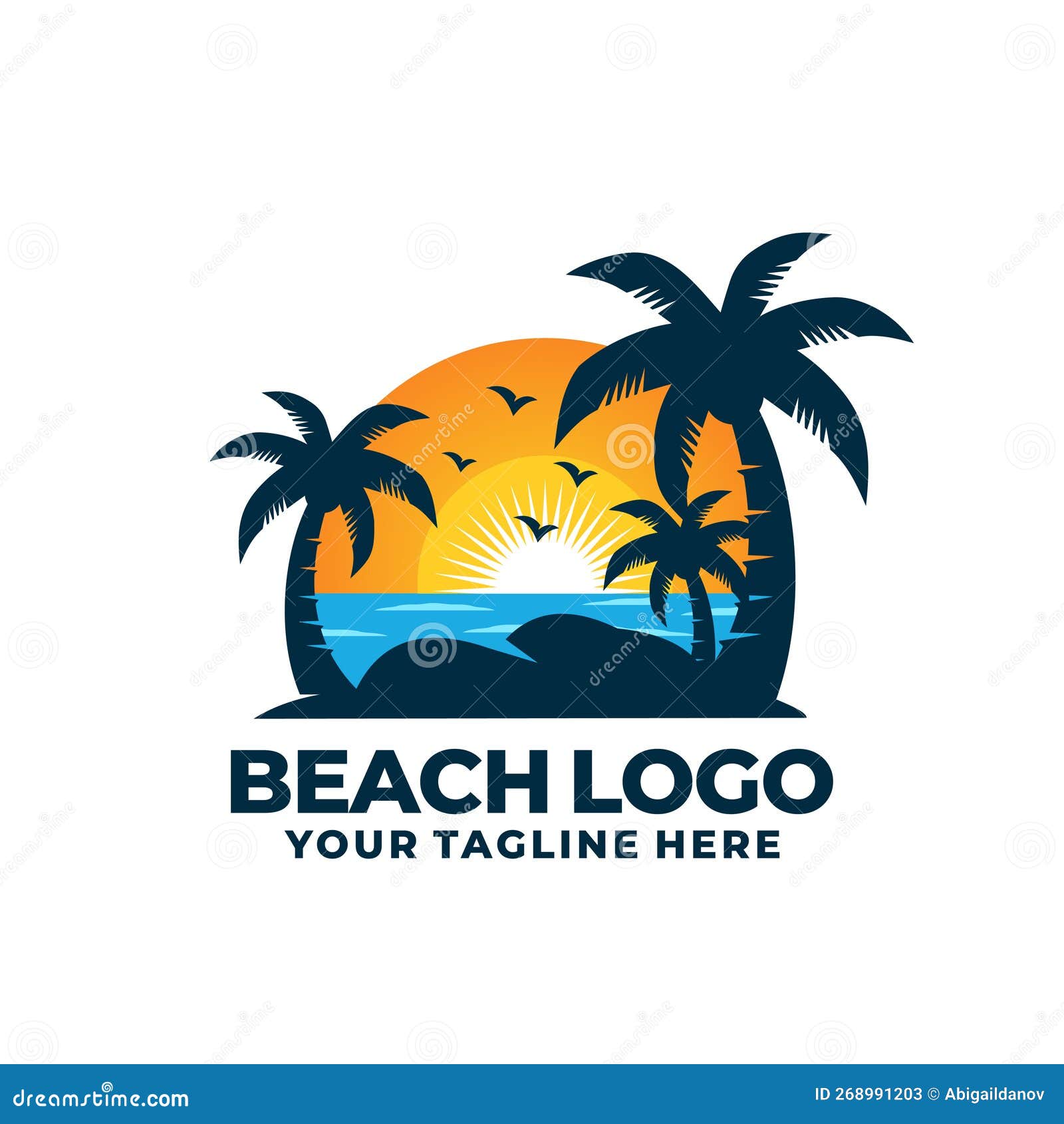Beach logo design stock vector. Illustration of tree - 268991203