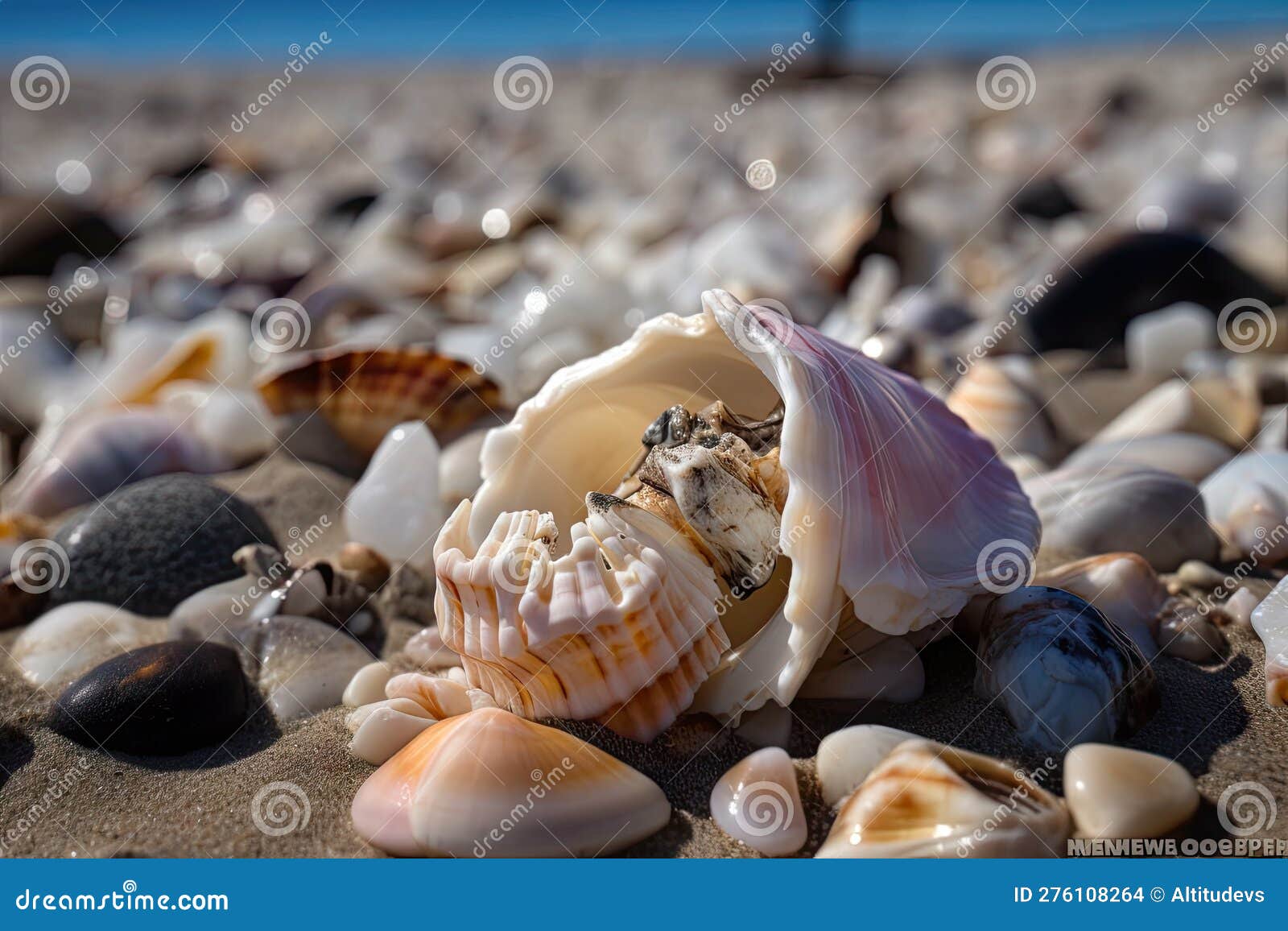 Beachcomber Finds a Rare and Beautiful Shell among the Typical Shells ...