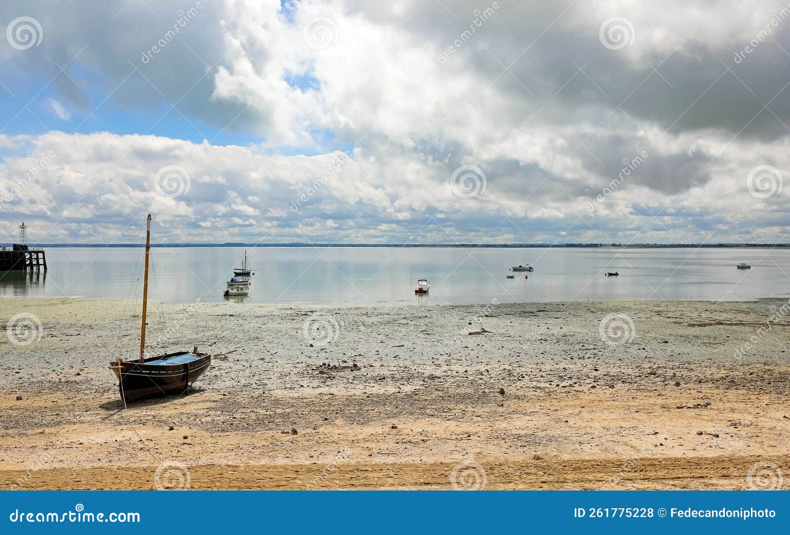 Beached Boats Stranded during Low Tide Stock Photo - Image of quicksand ...