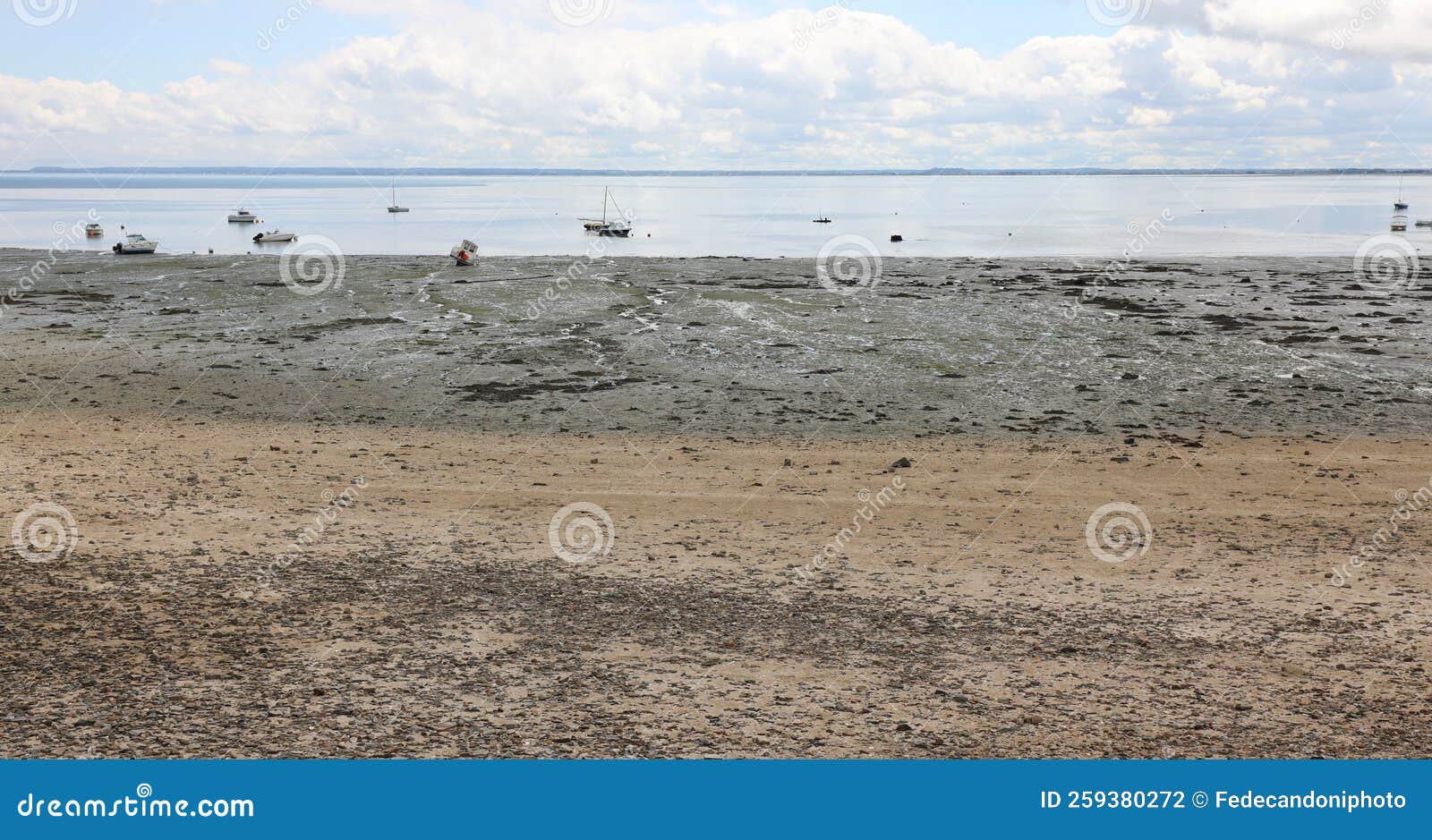 Beached Boats Stranded on Sand at Low Tide Stock Photo - Image of ...