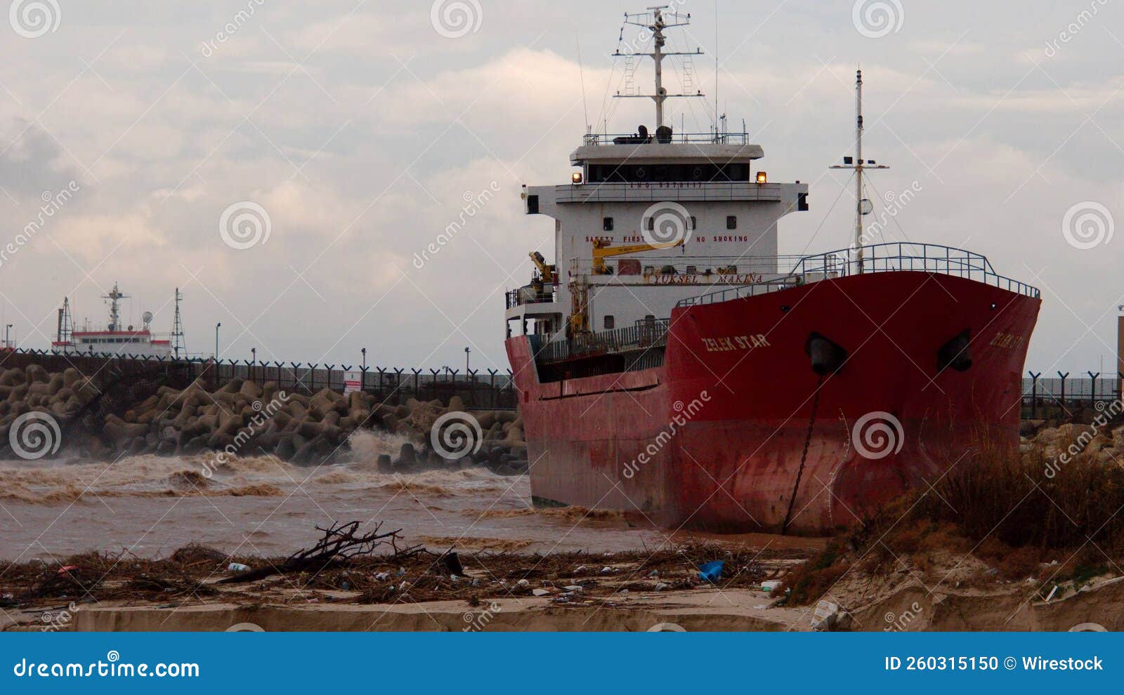 Beached Cargo Ship on the Seashore Editorial Image - Image of vessel ...