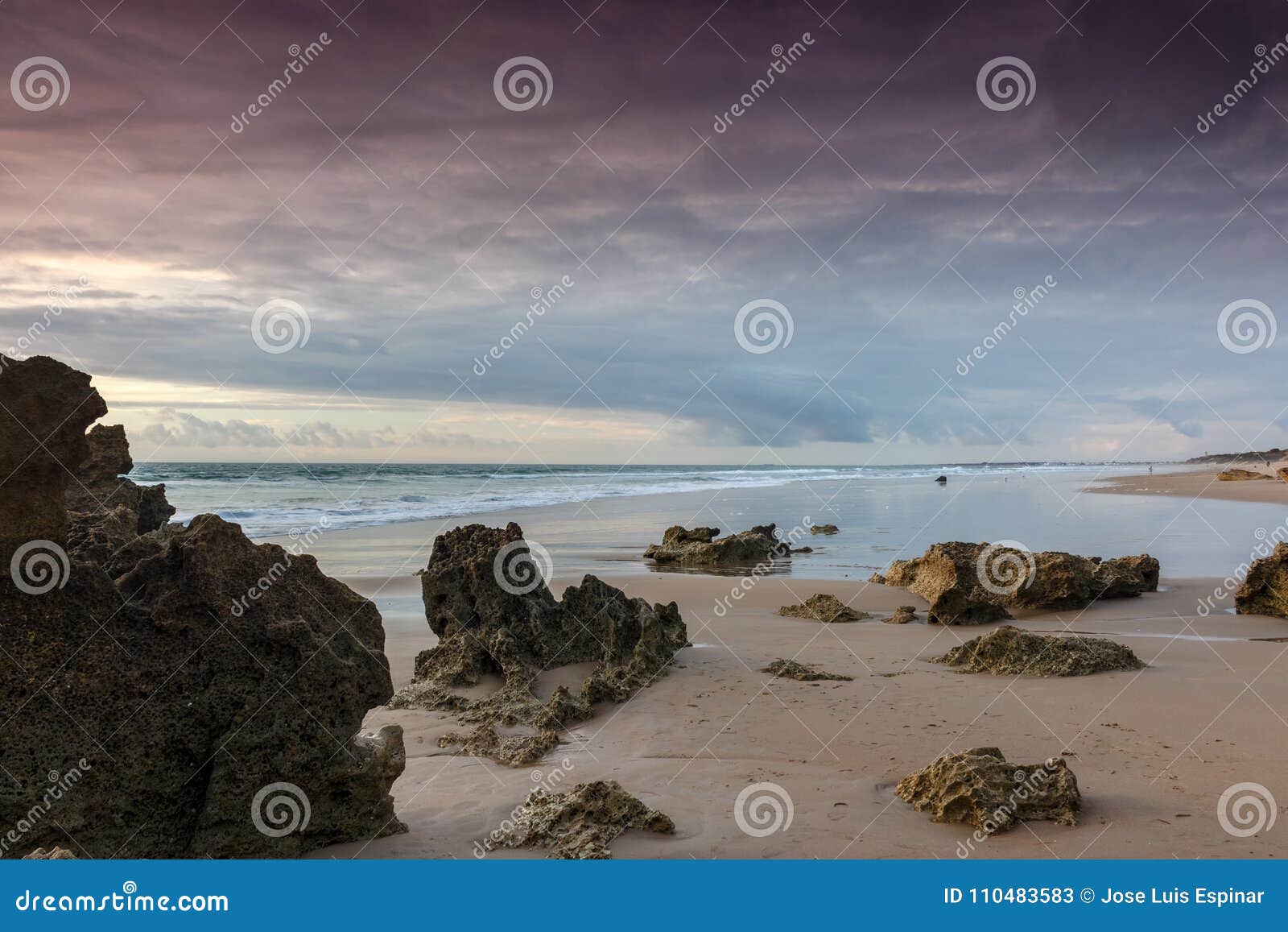 Rocks on the Beach at Low Tide Stock Image - Image of landscape, beach ...
