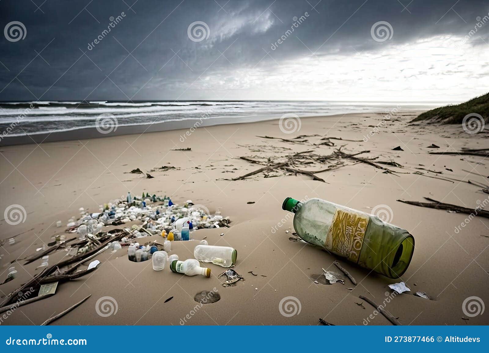 Beaches Polluted With Bottles, Cans And Plastic Waste Stock Photo ...