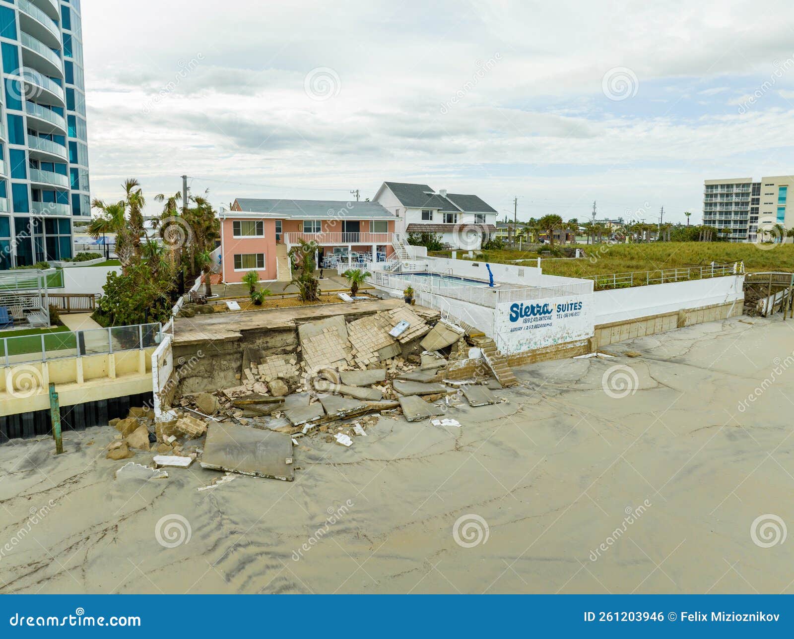 Beachfront Buildings Seawall and Structure Washed Away by Hurricane ...