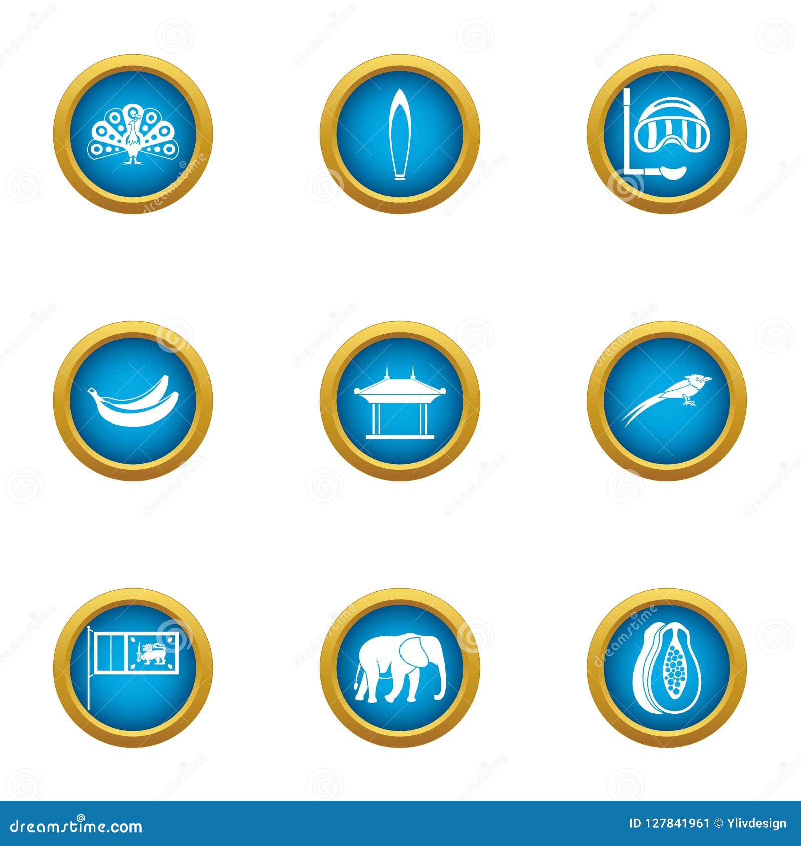 Beachfront Icons Set, Flat Style Stock Vector - Illustration of move ...