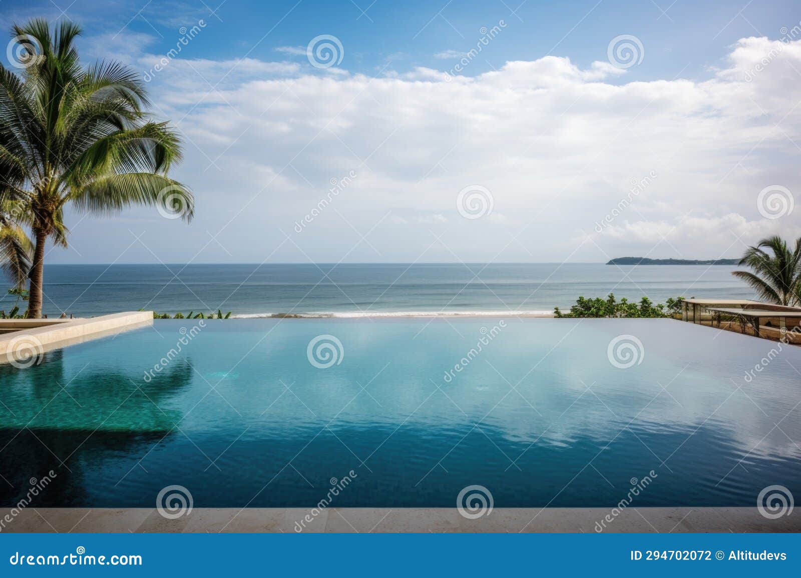 Beachfront Infinity Pool Against the Ocean View Stock Photo - Image of ...