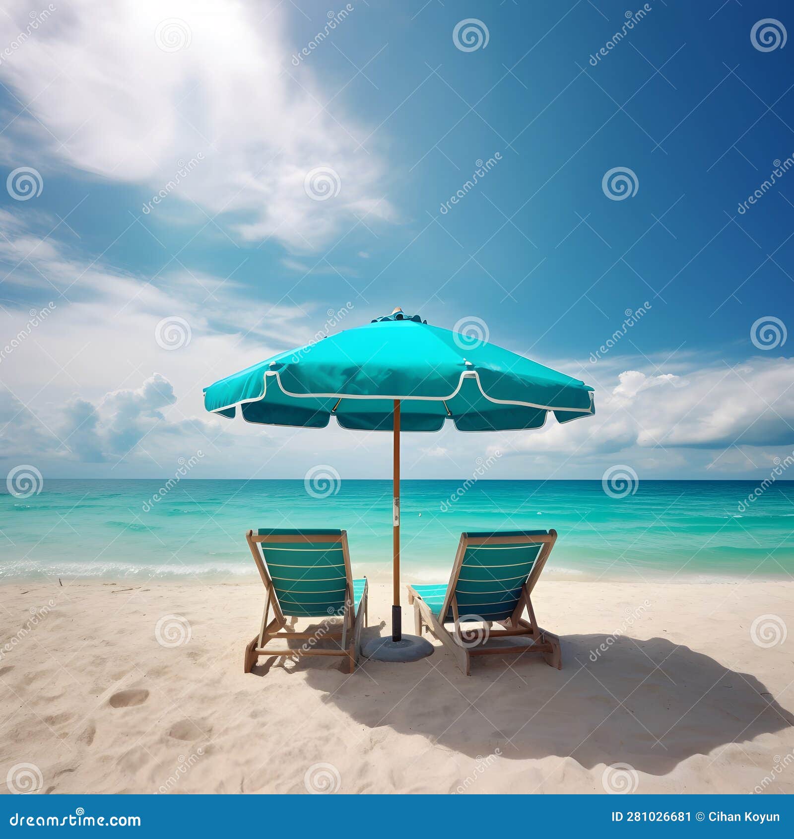 Beachfront Oasis, Sandy Beach, Whimsical Clouds, and Refreshing Ocean ...