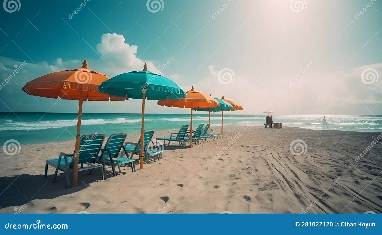 Beachfront Oasis, Sandy Beach, Whimsical Clouds, and Refreshing Ocean ...
