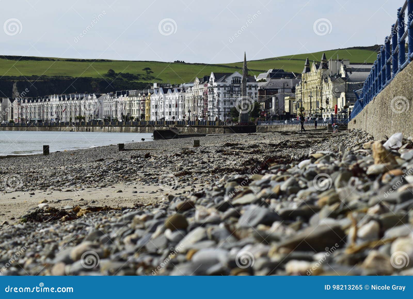 Beachfront and Promenade with Fields in the Background Stock Image ...