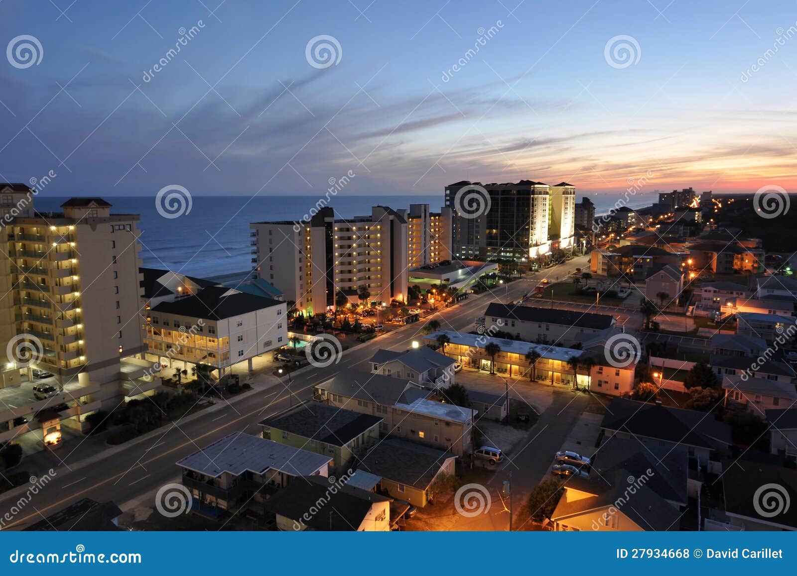 Beachfront Properties, Buildings, and City Lights Stock Photo - Image ...