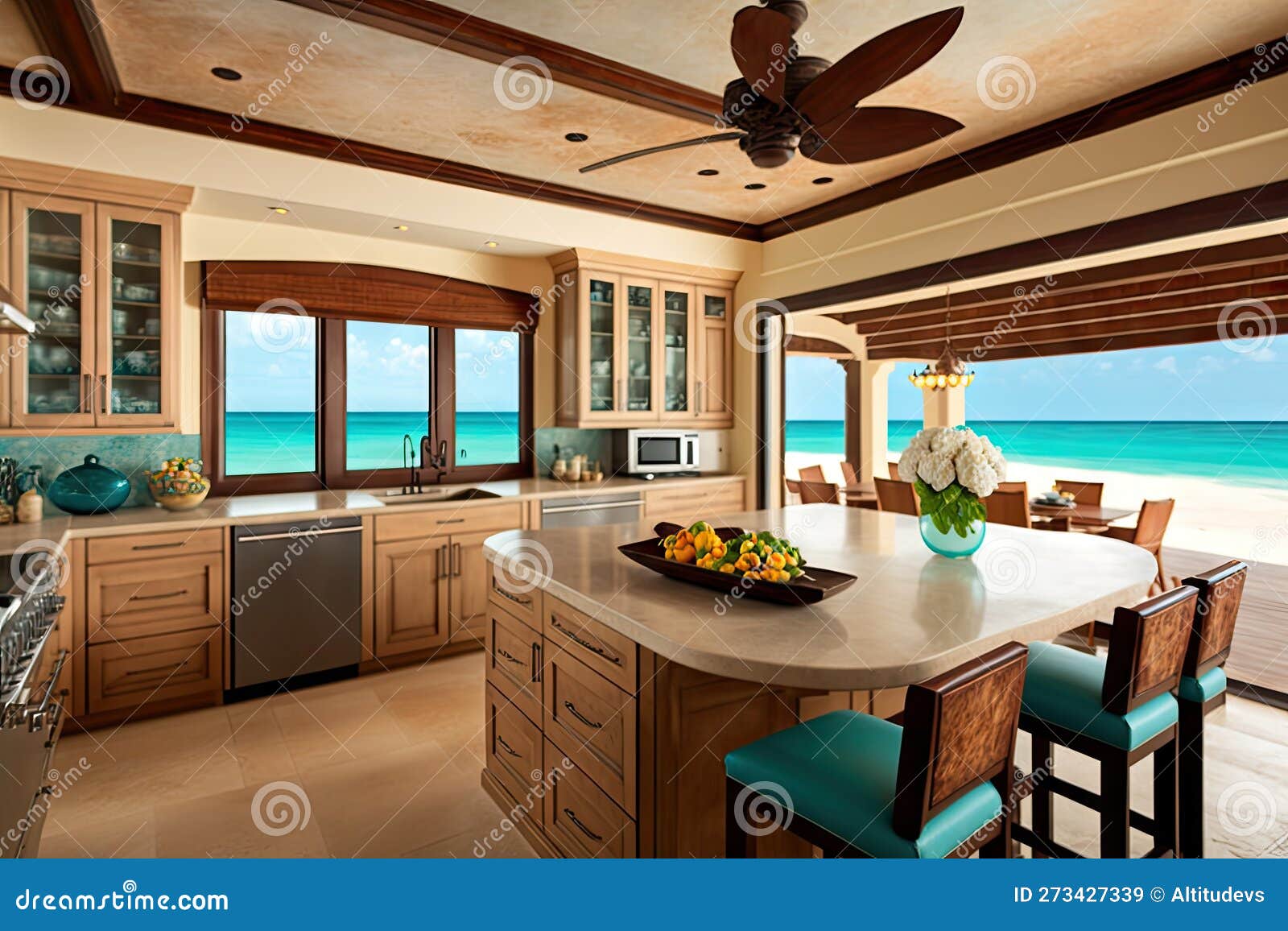 Beachfront Villa with Open Floor Plan and Spacious Kitchen, Ideal for ...