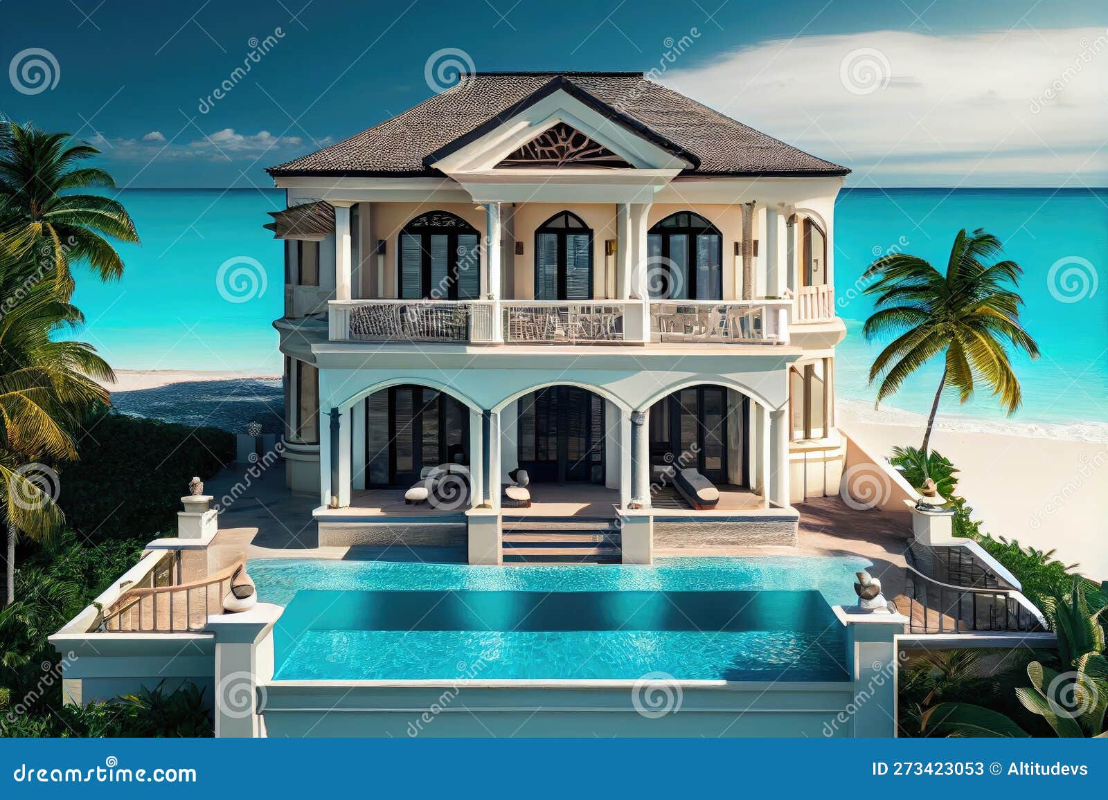 Beachfront Villa with Private Pool Overlooking the Ocean Stock Image ...