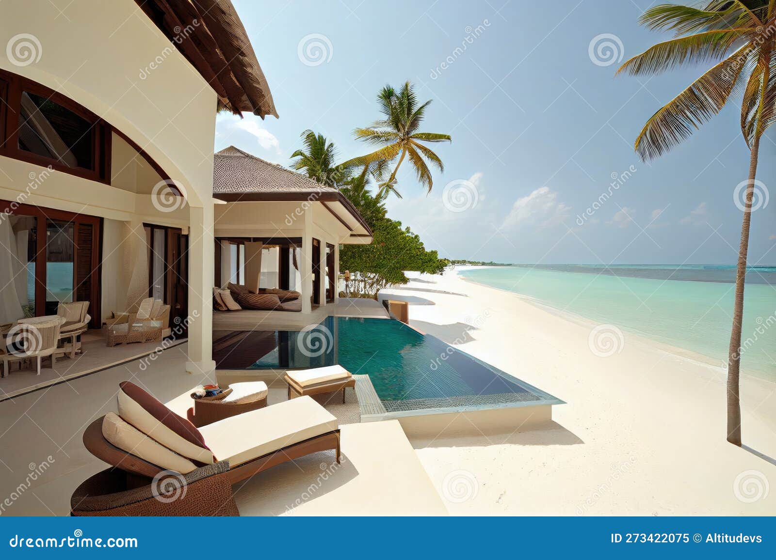 Beachfront Villa with Private Pool and View of the Ocean Stock ...