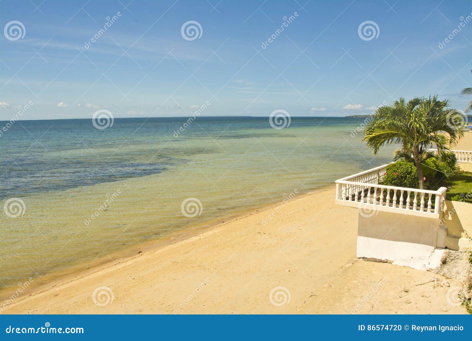 Beachline with blue sky stock photo. Image of sand, whitesand - 86574720