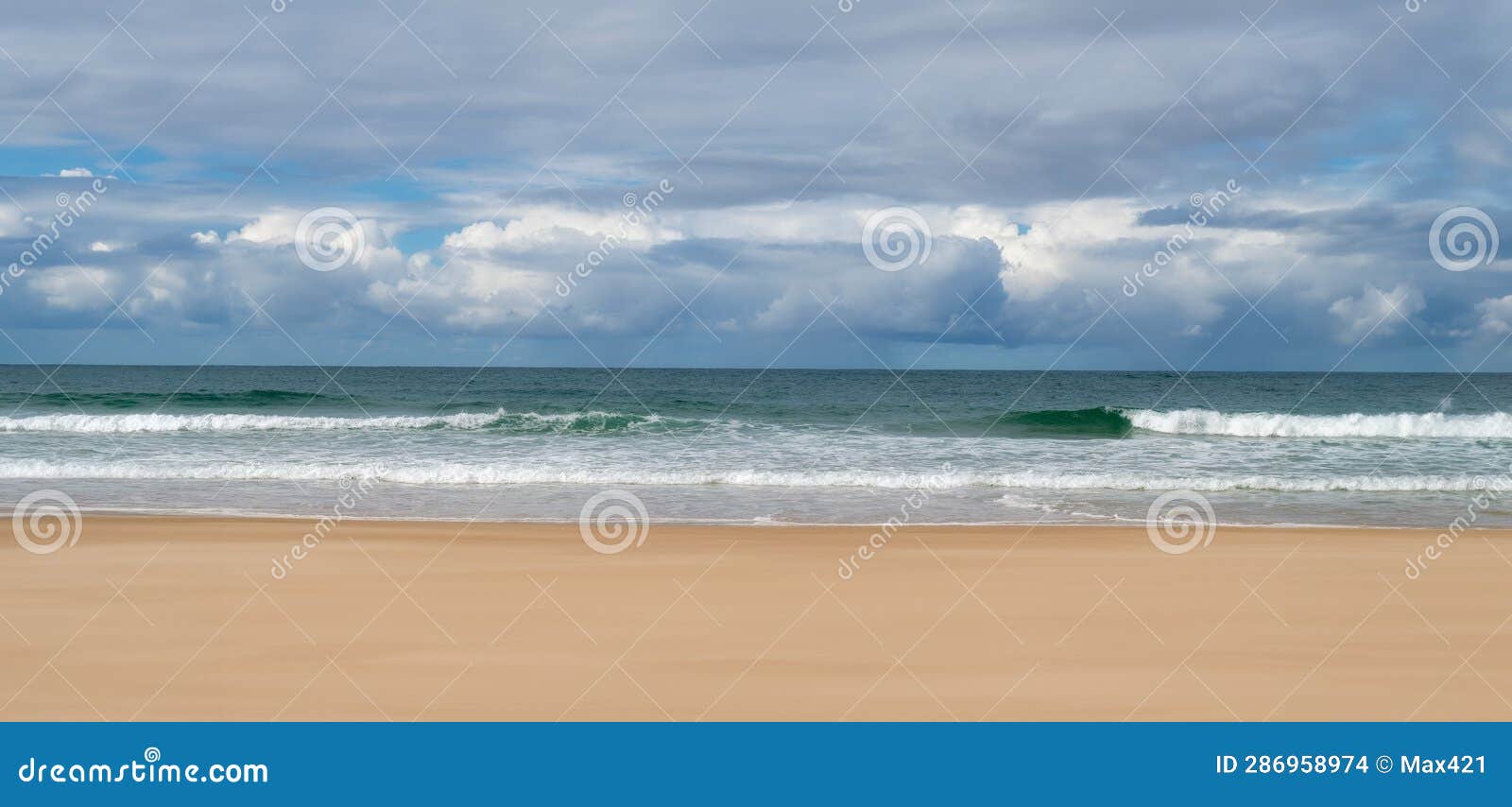 Beachscape panorama format stock photo. Image of wave - 286958974