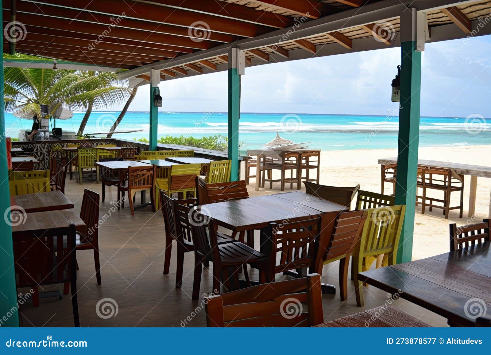 Beachside Cafe, with View of the Ocean and Refreshing Breeze Stock ...