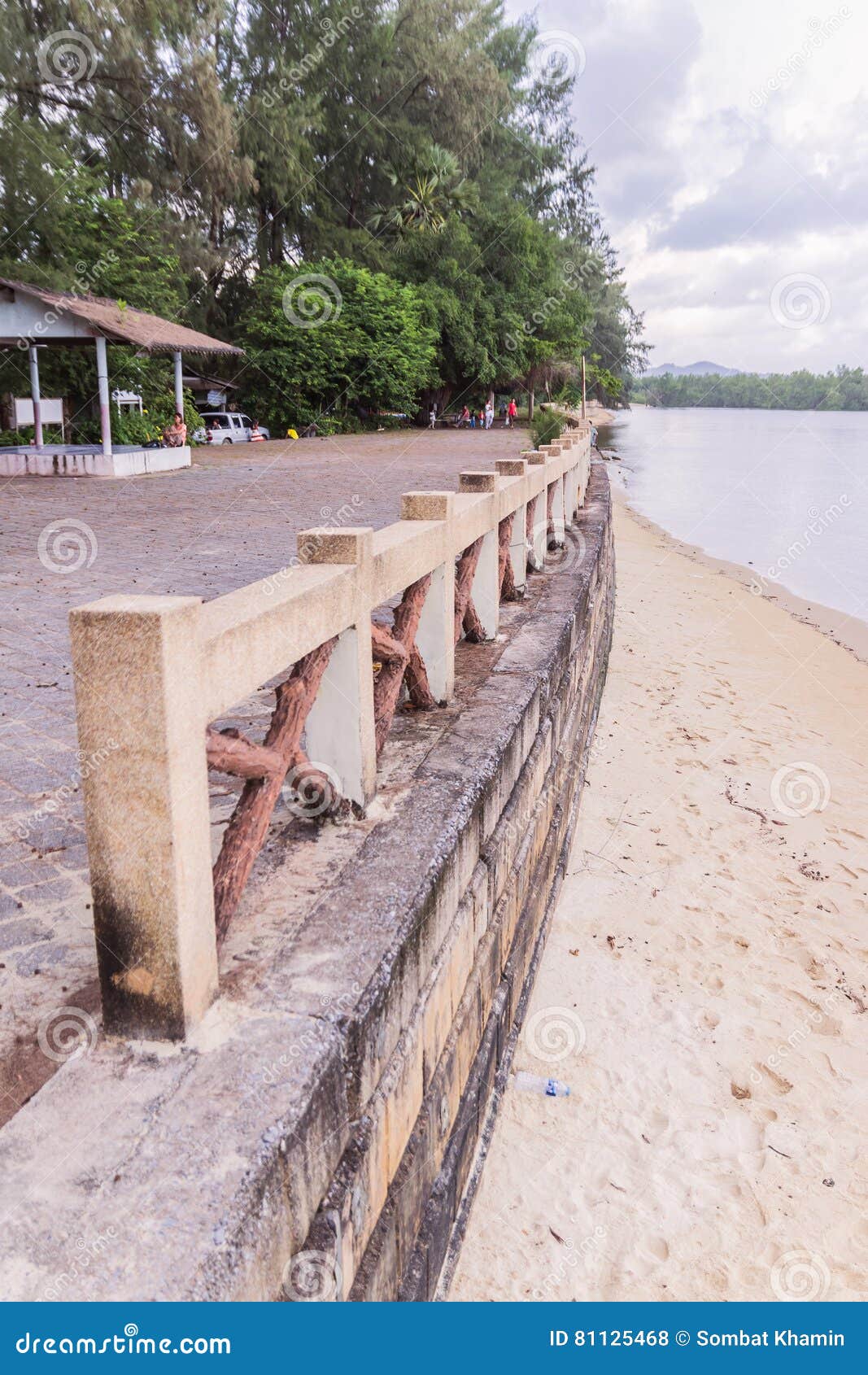 Beachside Concrete Retaining Wall when Low Tide, Thailand Stock Photo ...