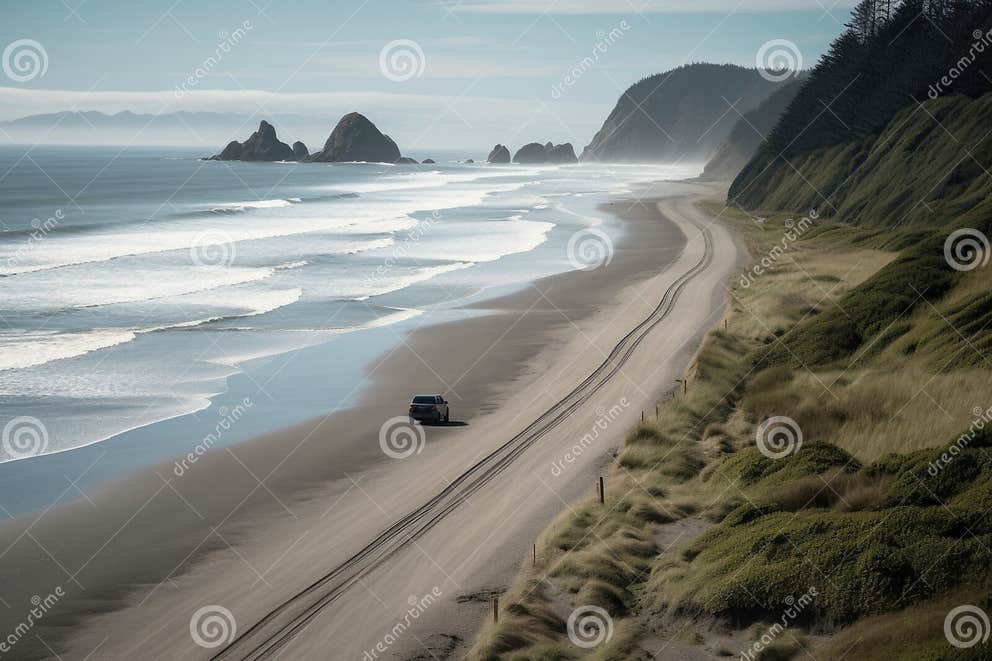 Beachside Road Trip, with Endless Waves Rolling Onto Shore Stock Image - Image of coastal ...
