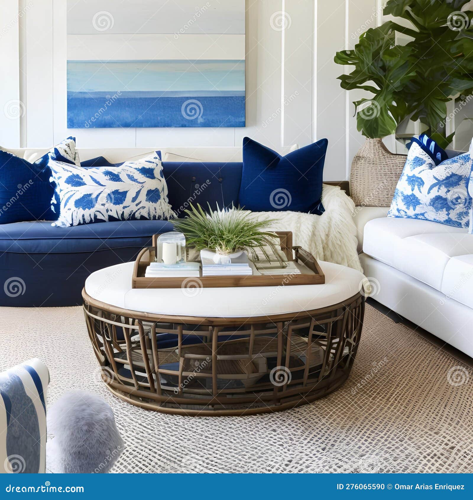 12 a Beachy, Coastal-inspired Living Room with a Mix of Blue and White ...