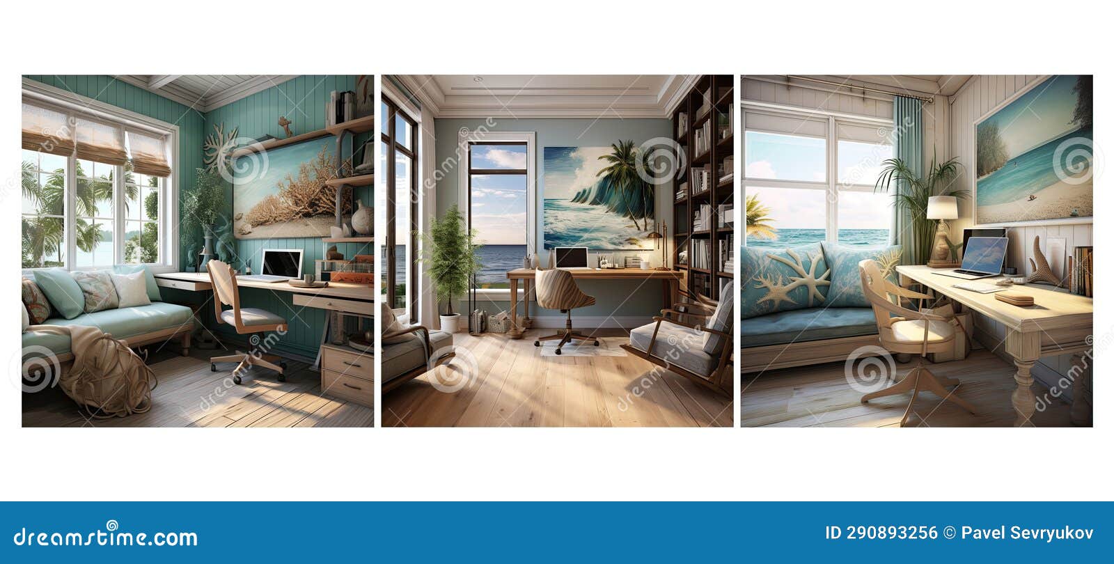 Beachy Coastal Study Room Interior Design Ai Generated Stock ...