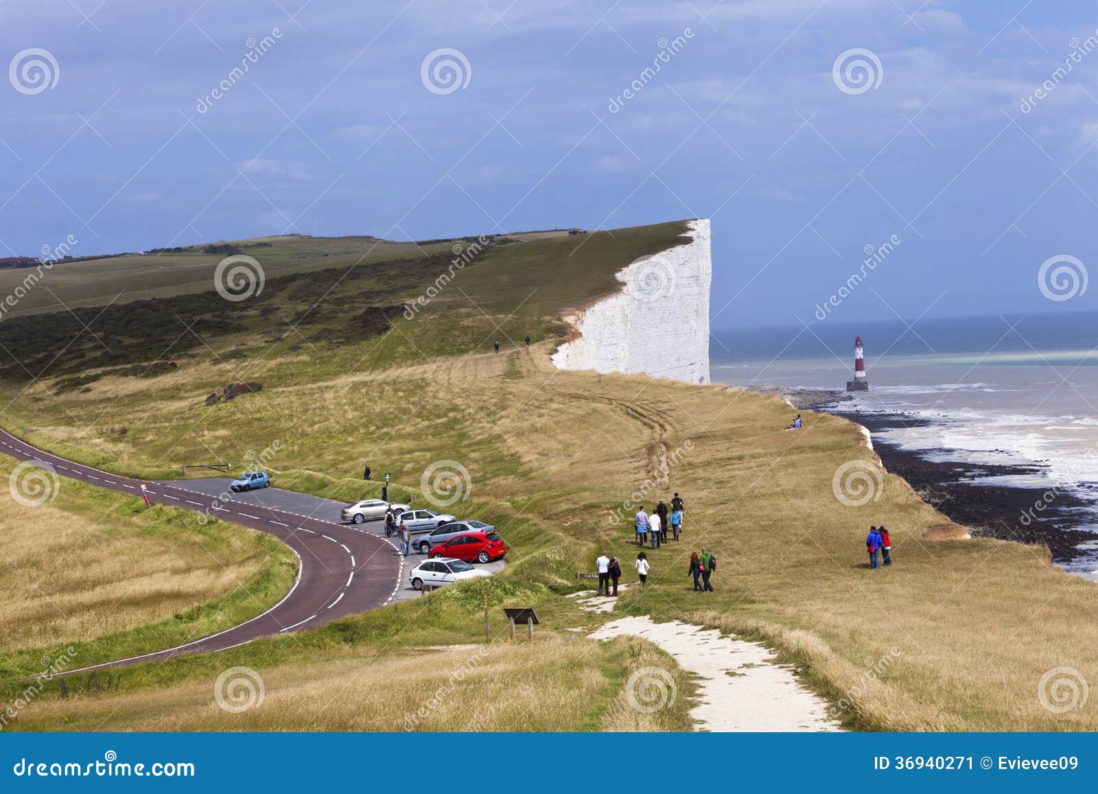 Beachy Head Lighthouse And Cliff Edge Stock Photo | CartoonDealer.com ...