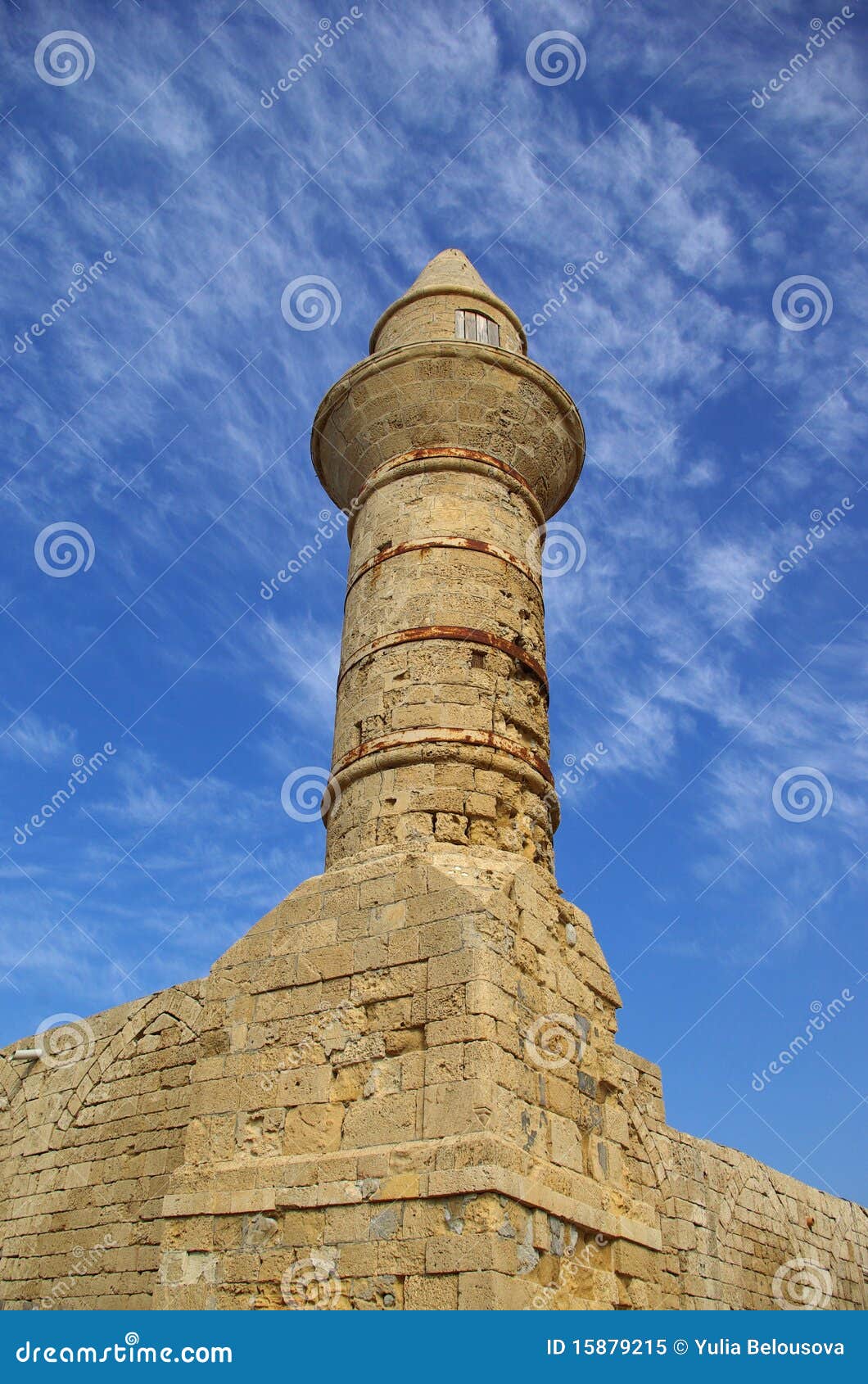 Beacon at Caesarea stock image. Image of mediterranean - 15879215