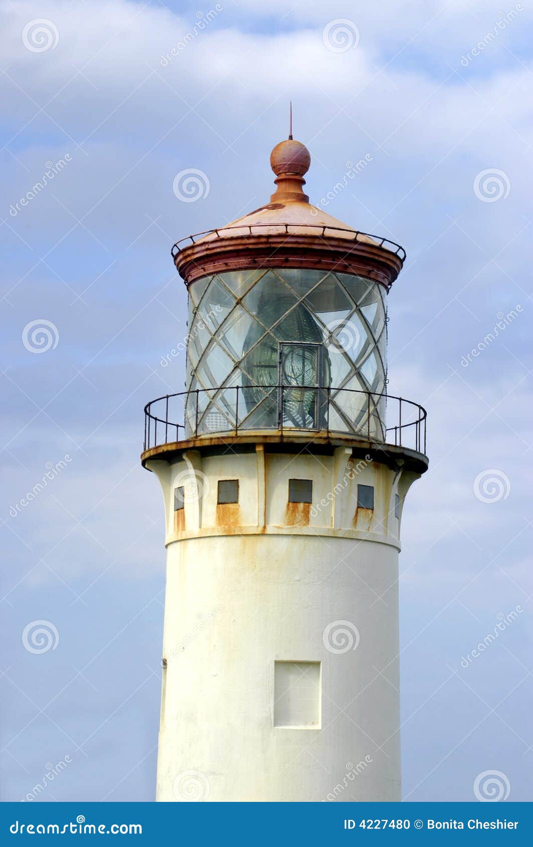 Beacon of the Kilauea Light Stock Photo - Image of tropical, lighthouse ...