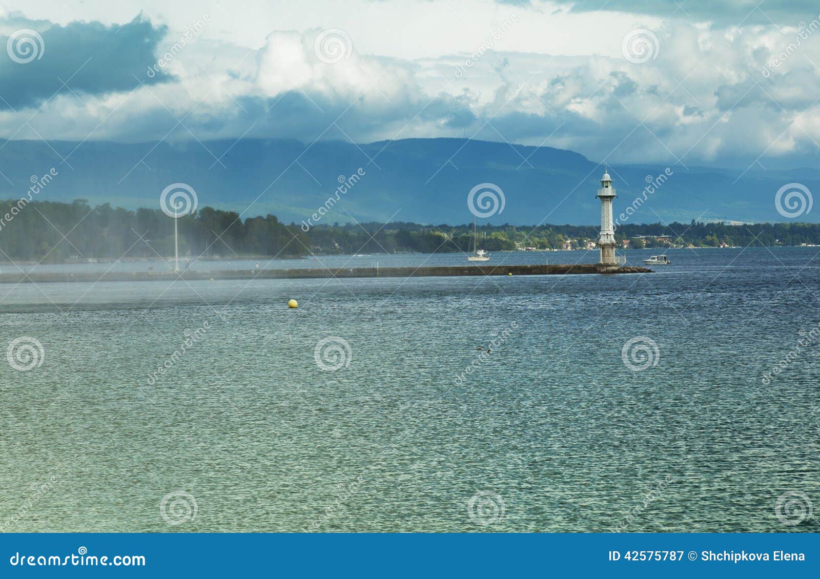 Beacon on the Lake Leman in Geneva, Stock Image - Image of beacon ...